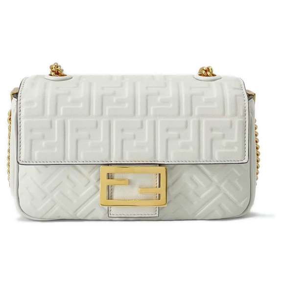 Fendi | Bags | Fendi Chain Shoulder Bag Midi Baguette Leather Off White ...
